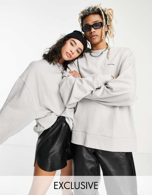 Collusion Unisex Sweat épais Oversize Imprimé Taupe Asos