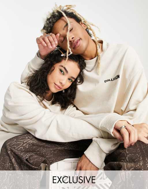 Collusion Unisex Sweatshirt In Hellbeige Mit Logoprint Asos