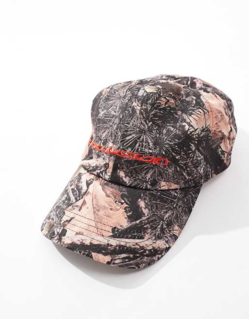 COLLUSION Womens camo printed cap with branding in stone | ASOS