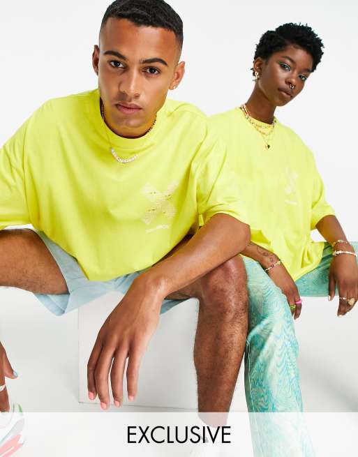 COLLUSION x EXIST LOUDLY Unisex – Oversize-T-Shirt mit Print in Gelb | ASOS