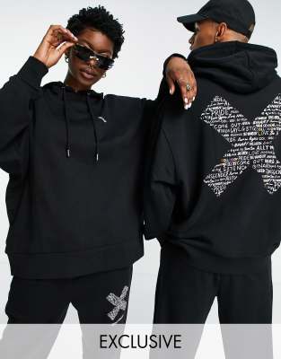 COLLUSION x EXIST LOUDLY Unisex oversized hoodie with print in black co-ord | ASOS