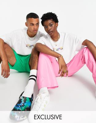 Collusion X Exist Loudly Unisex Oversized T-shirt With Print In White Set | ModeSens