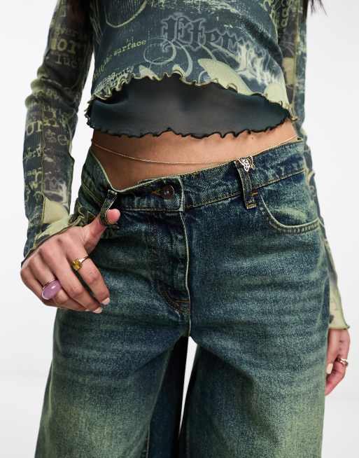 COLLUSION x023 ultra baggy jeans in green cast wash | ASOS