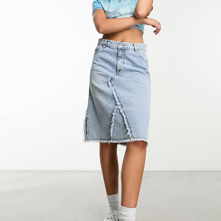 COLLUSION Y2K denim midi skirt in vintage blue | ASOS COLLUSION Y2K denim midi skirt in vintage blue | ASOS