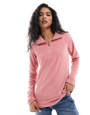 Columbia Glacial IV half zip micro fleece in pink agave red | ASOS