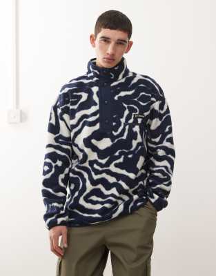 Columbia helvetia half snap fleece swirl print in navy and beige | ASOS