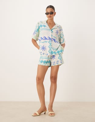 Conjunto blanco y azul de lino Jet de Nobody's Child | ASOS