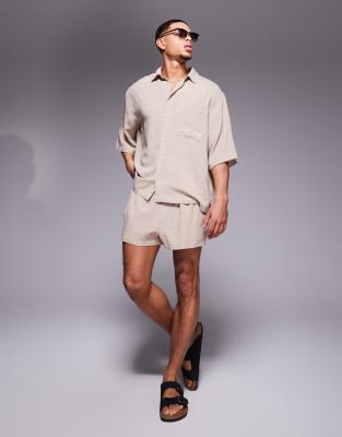 Conjunto color tostado de lino de ASOS DESIGN | ASOS