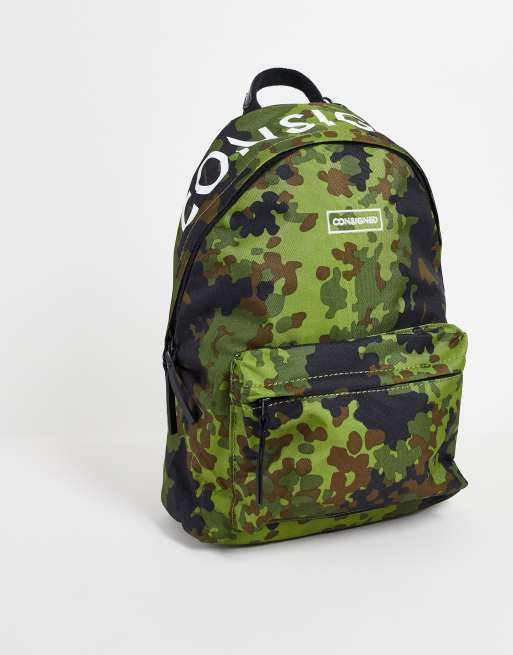 Consigned logo backpack in camo | ASOS