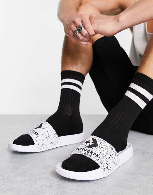 Converse All Star - Sliders med malerpletter i hvid | ASOS