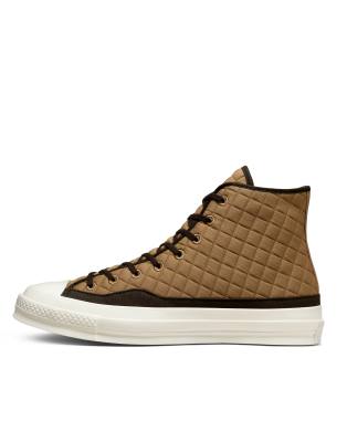 Converse Chuck 70 Hi Cozy Utility quilted sneakers in tan | ASOS