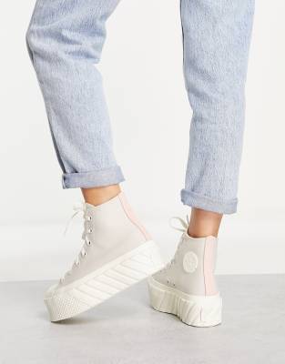 Converse Chuck Taylor 2X Lift Hi platform trainers in stone | ASOS