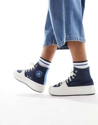 Converse Chuck Taylor All Star Contruct Hi trainers in navy | ASOS