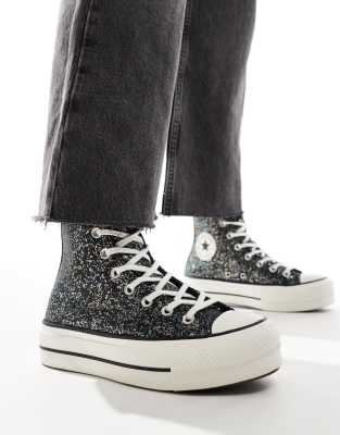 Converse - Chuck Taylor All Star Hi Lift - Sneakers nere glitterate | ASOS