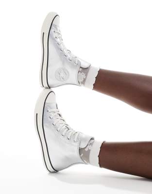 Converse Chuck Taylor All Star Hi trainers in silver | ASOS
