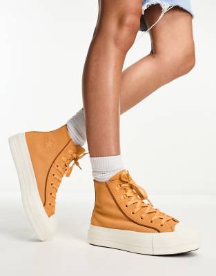 Converse Chuck Taylor All Star Lift Platform Sneakers In Tan-brown ...