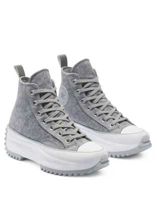 Converse Run Star Hike Hi felt platform sneaker in gray | ASOS
