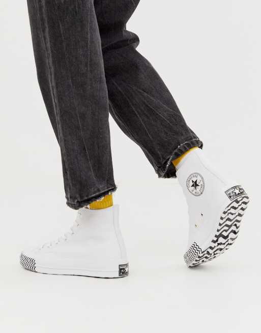 Converse White Chuck '70 Hi Leather Voltage Sneakers | ASOS