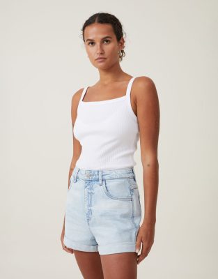 Cotton On High rise classic stretch denim short in air blue | ASOS