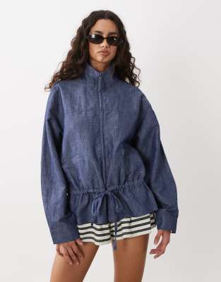 Cotton On Knox funnel neck jacket in indigo | ASOS