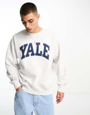 Cotton On – Locker geschnittenes Sweatshirt in Grau meliert mit „Yale“-Grafikprint | ASOS