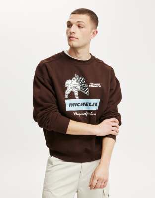 Cotton On Michelin box fit crew in brown | ASOS