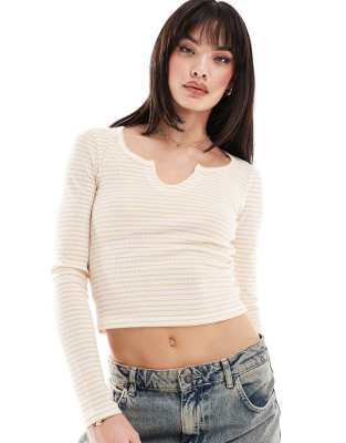 Cotton On notch front waffle top in stripe | ASOS