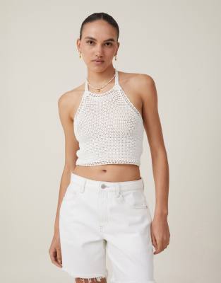 Cotton:On Crochet scallop halter knit in ecru | ASOS