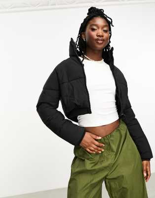 Cotton:On cropped puffer coat in black | ASOS