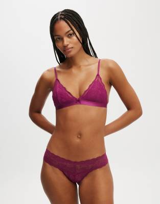 Cotton:On Everyday lace triangle padded bralette in purple | ASOS