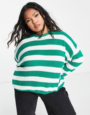 Cotton:On – Grün gestreifter Oversize-Pullover | ASOS