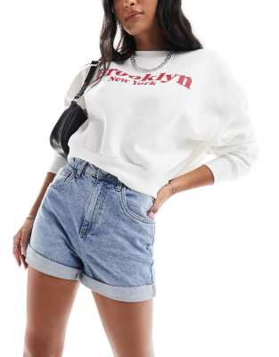 Cotton:On High Rise Classic Stretch Denim Short in blue | ASOS
