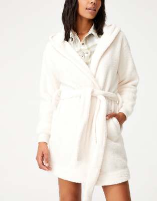 Cotton:On hooded robe in beige | ASOS