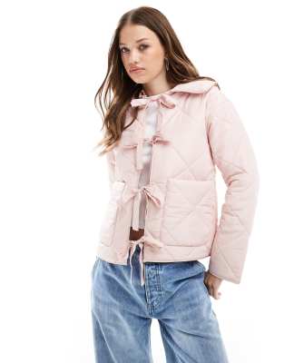 Cotton:On Quilted tie up jacket in pink | ASOS
