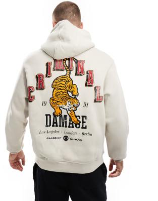 Criminal Damage hoodie with graphic print in off white | ASOS