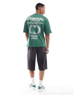 Criminal Damage worldwide print t-shirt in green | ASOS