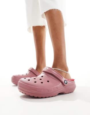 Crocs Classic lined clog in dark pink | ASOS