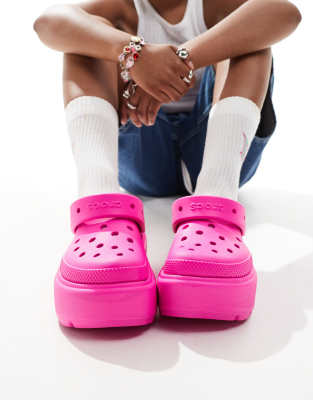 Crocs Unisex Stomp clogs in pink | ASOS