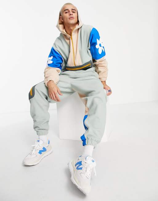 Crooked Tongues Co Ord Fleece Colour Blocking Jogger With Daisy Print