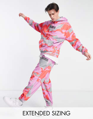 Crooked Tongues Co Ord Jogger With Camo Abstract Print In Multi The