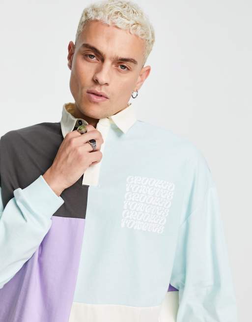 Crooked Tongues Langärmliges Rugby Polo Shirt Mit Farbblock Design Asos