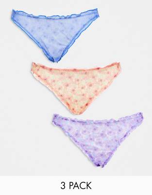 Daisy Street 3 pack of high leg mesh briefs | ASOS