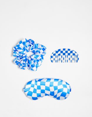 Daisy Street – Blått set med hårsnodd, ögonmask och kam | ASOS