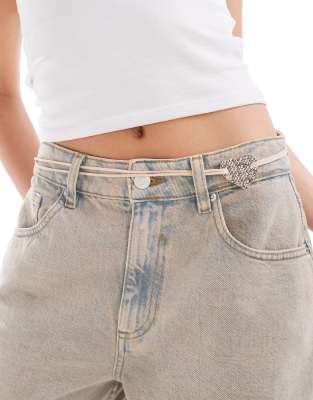 Daisy Street brown rope belt with hammered heart | ASOS