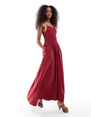 Daisy Street - Maxi jurk met V-vormig lijfje in rood | ASOS