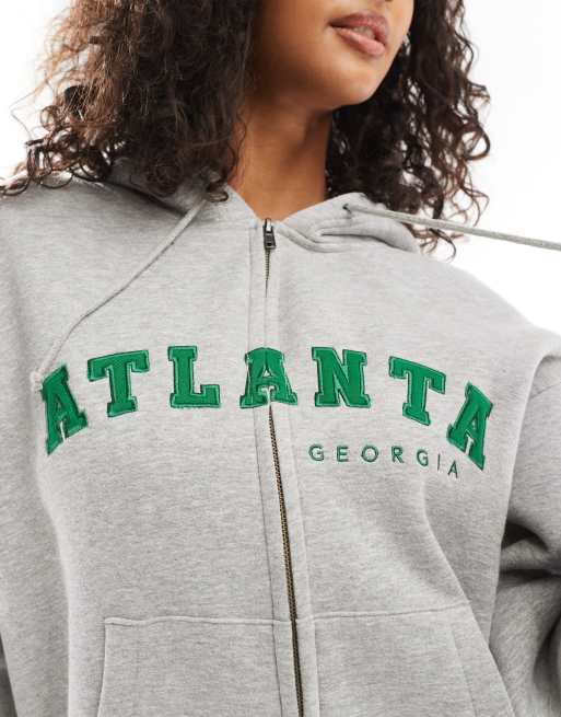Daisy Street oversized hoodie with atlanta graphic in grey | ASOS
