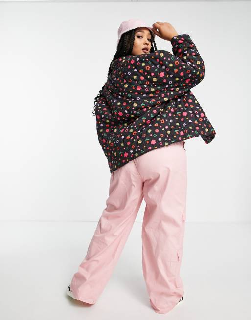 Daisy Street Plus relaxed puffer jacket in multi floral print | ASOS