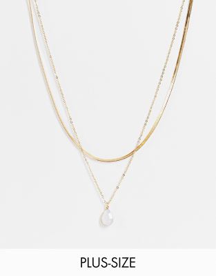 Designb London Curve Designb Curve Multirow Necklace With Semi Precious