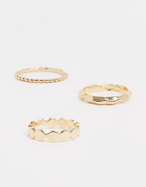 Designb Goldene Ringe Im 3er Multipack Asos
