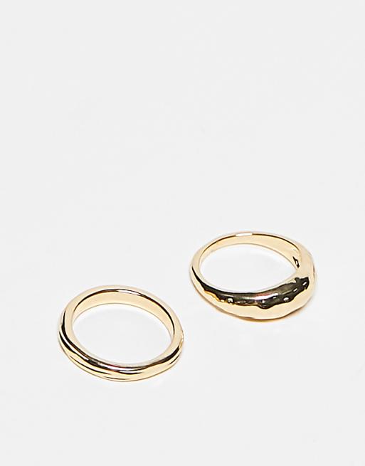 DesignB London – 2er-Pack goldfarbene Bandringe | ASOS DesignB London – 2er-Pack goldfarbene Bandringe | ASOS